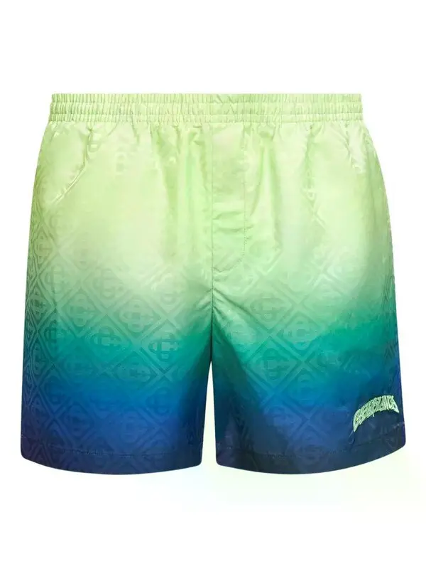 Casablanca Monogram Logo-embroidered Swim Shorts - Green