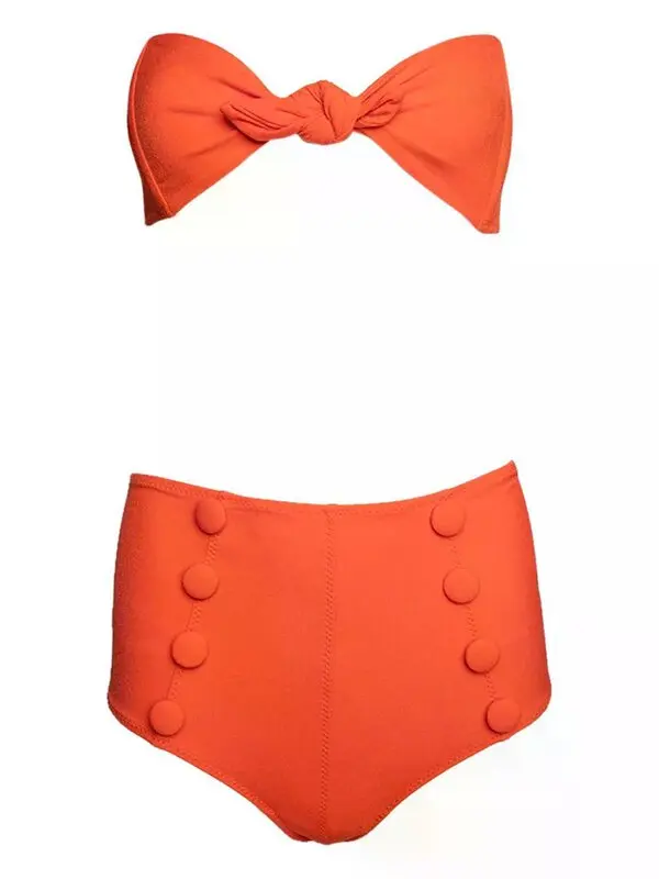 Lisa Marie Fernandez Poppy Knot Button Bikini - Orange