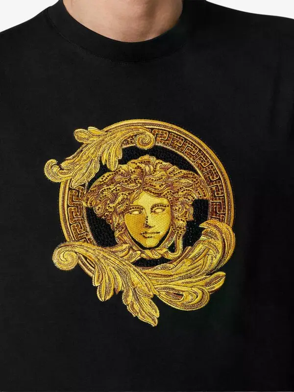Versace Embroidered Cotton-jersey Slim T-shirt