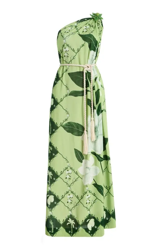 Verandah Beaded Viscose Maxi Dress - Green