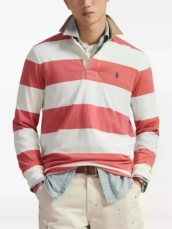 Polo Ralph Lauren Striped Long-sleeve Rugby Polo Shirt - Red