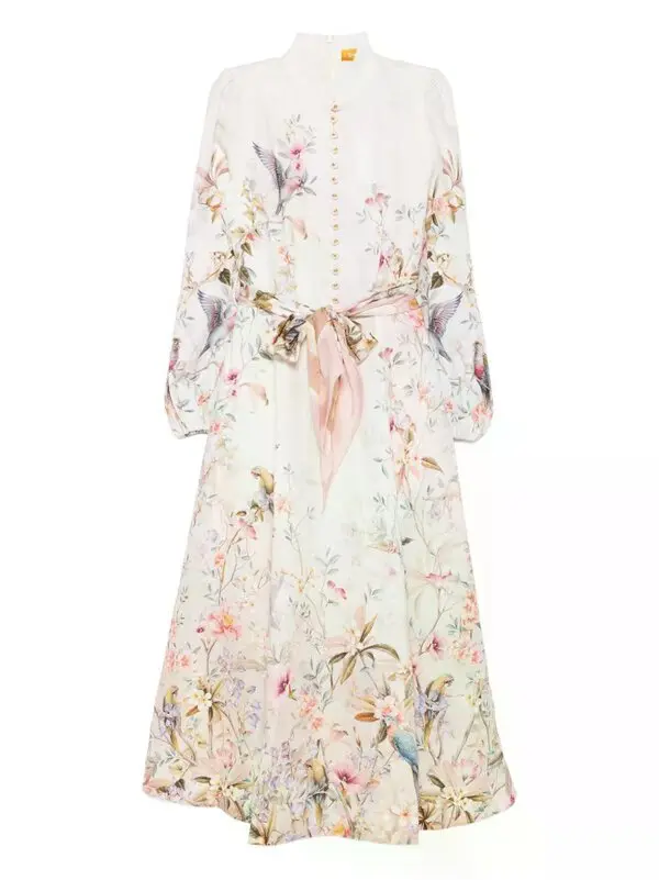 Zimmermann Rebellion Button Floral-print Midi Dress - Neutrals