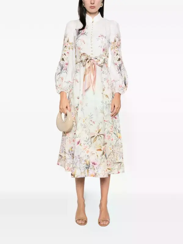 Zimmermann Rebellion Button Floral-print Midi Dress - Neutrals