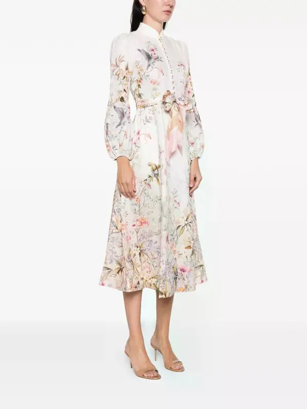 Zimmermann Rebellion Button Floral-print Midi Dress - Neutrals