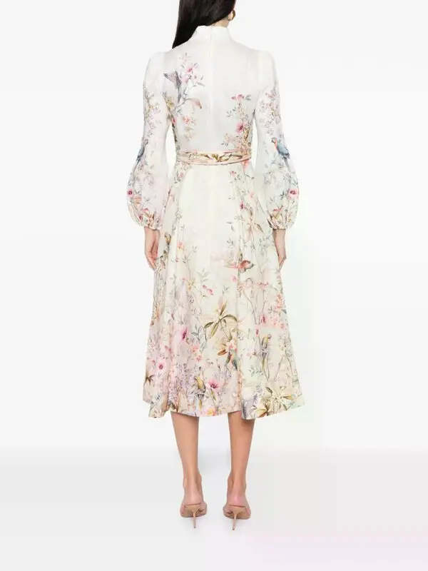 Zimmermann Rebellion Button Floral-print Midi Dress - Neutrals