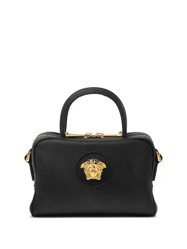 Versace La Medusa Leather Mini Tote Bag - Black