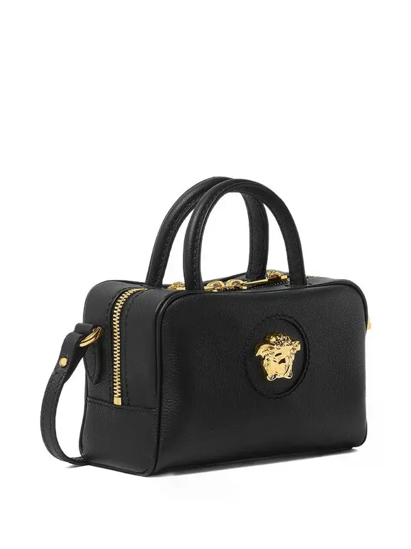 Versace La Medusa Leather Mini Tote Bag - Black