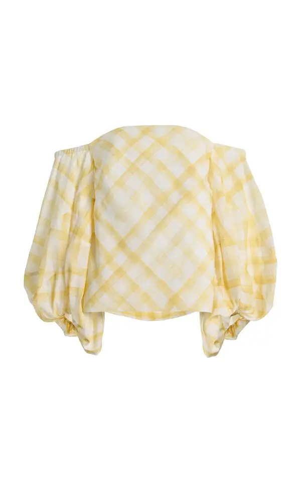 Rosie Assoulin Balloon-sleeve Gingham Top - Yellow