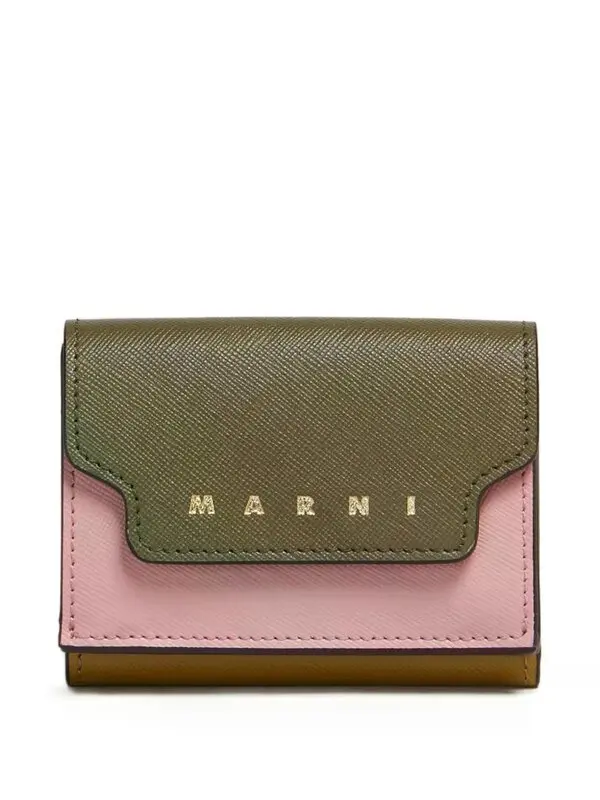 Marni Colour-block Leather Wallet - Green