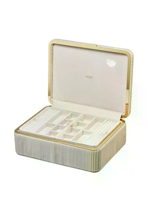 Wolf Large Bella Ribbed Jewellery Box - Neutrals