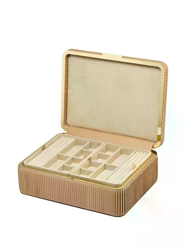 Wolf Large Bella Ribbed Jewellery Box - Neutrals