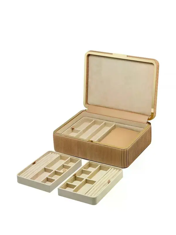 Wolf Large Bella Ribbed Jewellery Box - Neutrals