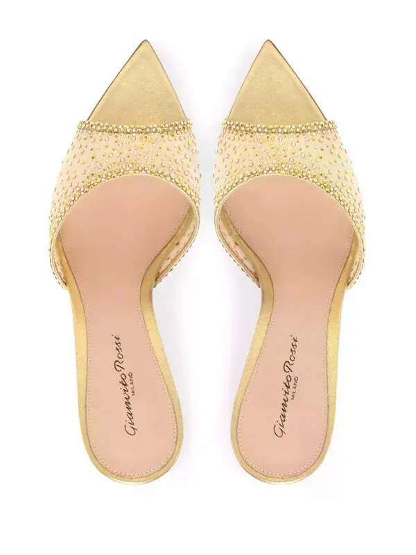 GIANVITO ROSSI Rania 85mm Crystal-embellished Mules - Neutrals