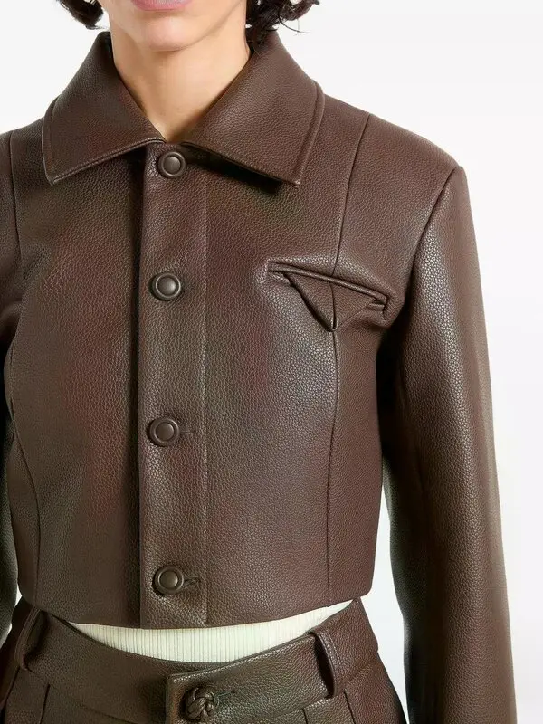 Manière De Voir Maniere De Voir Faux Leather Cropped Jacket