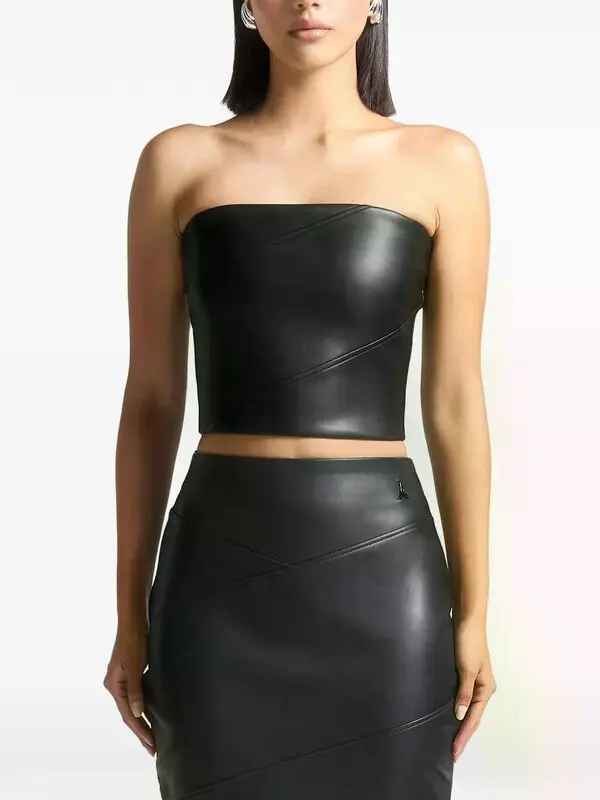 Manière De Voir Faux-leather Bandeau Corset Top