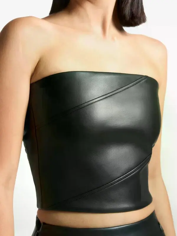 Manière De Voir Faux-leather Bandeau Corset Top