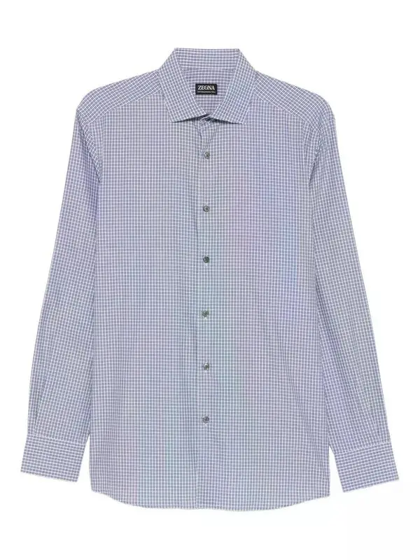 Zegna Checked Buttoned Shirt - Blue