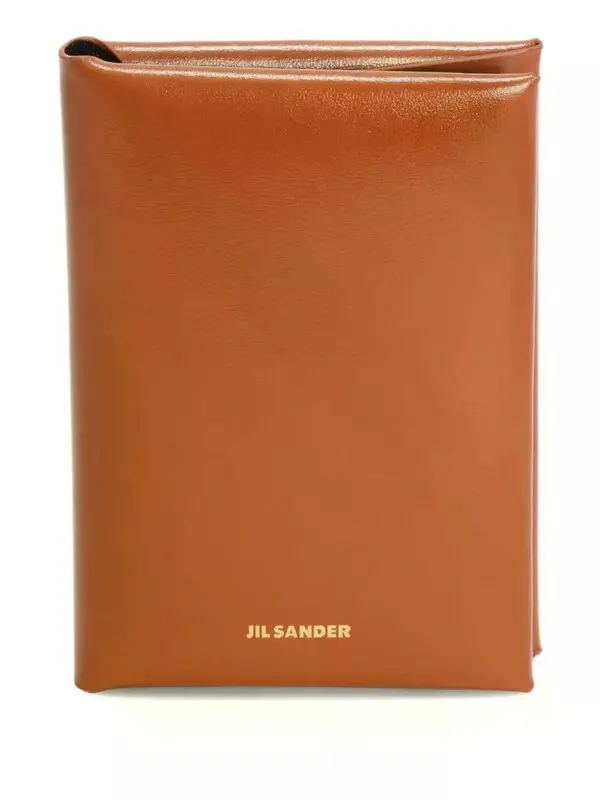 JIL SANDER Embossed Logo Folded Passport Holder - Brown