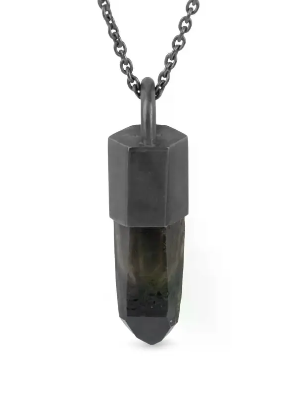 PARTS OF FOUR Oxidised Sterling Silver Talisman Smoky Quartz Necklace - Grey