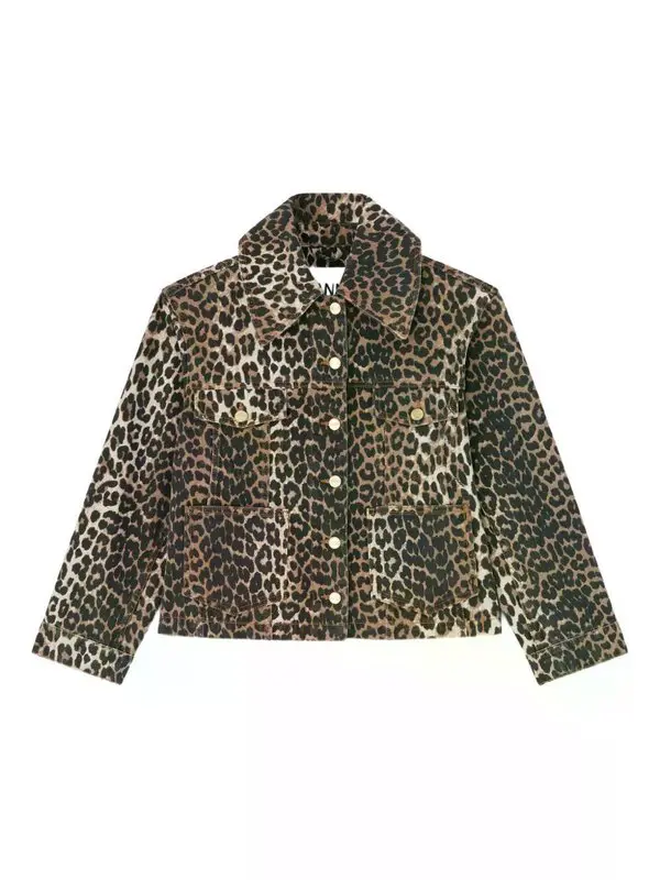 GANNI Leopard-print Denim Jacket