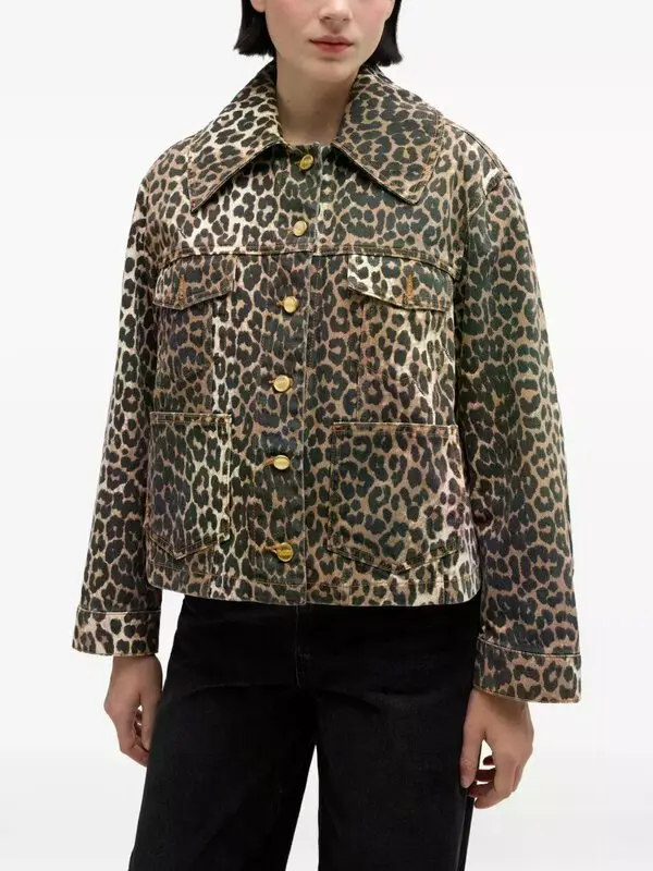 GANNI Leopard-print Denim Jacket
