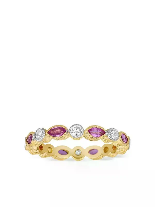 TANYA FARAH 18k Yellow Diamond And Pink Sapphire Stack Ring - Gold
