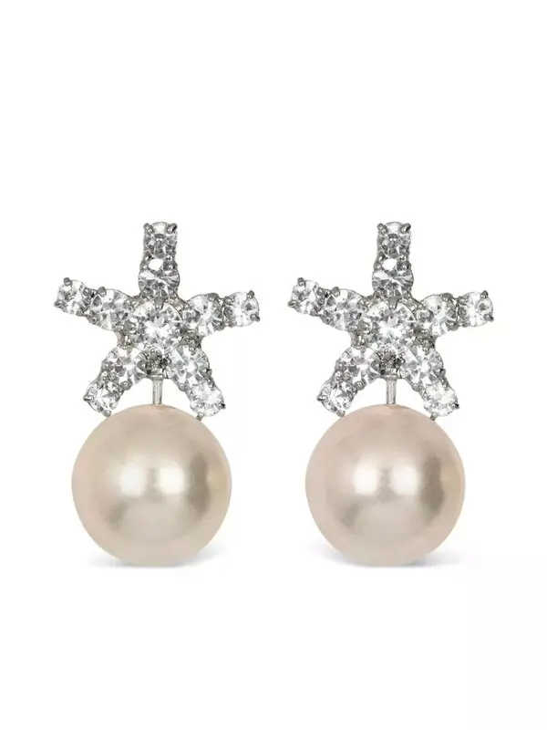 JENNIFER BEHR Novella Crystal Pearl Earrings - Silver