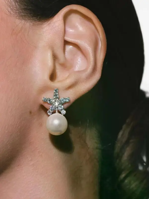 JENNIFER BEHR Novella Crystal Pearl Earrings - Silver