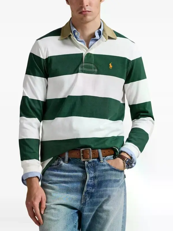 Polo Ralph Lauren Striped-pattern Cotton Polo Shirt - Green