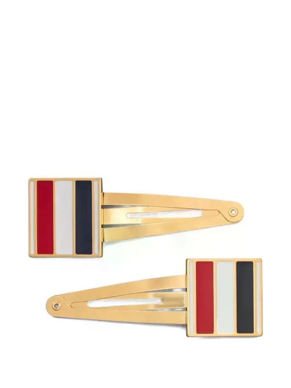 Thom Browne Logo Hair Clips - Gold
