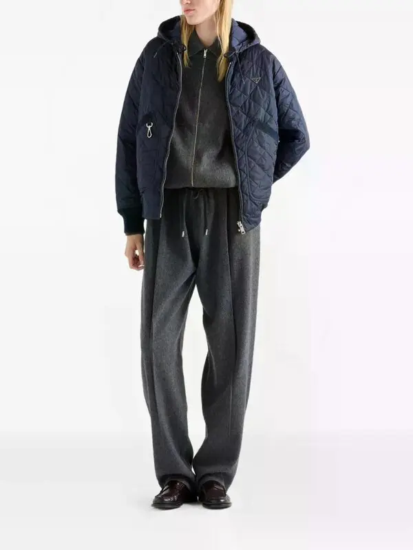 Prada Hooded Quilted Jacket - Blue