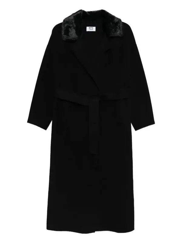 BETTA CORRADI Belted Coat With Contrasting Collar