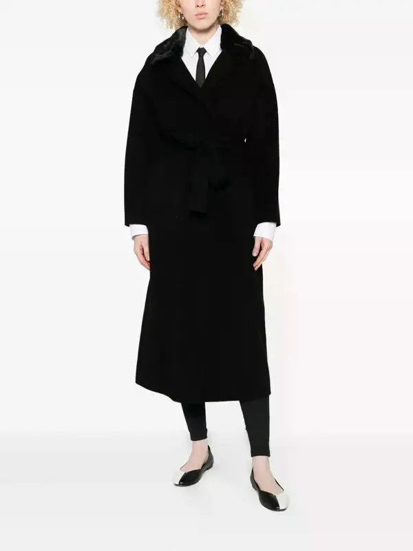BETTA CORRADI Belted Coat With Contrasting Collar