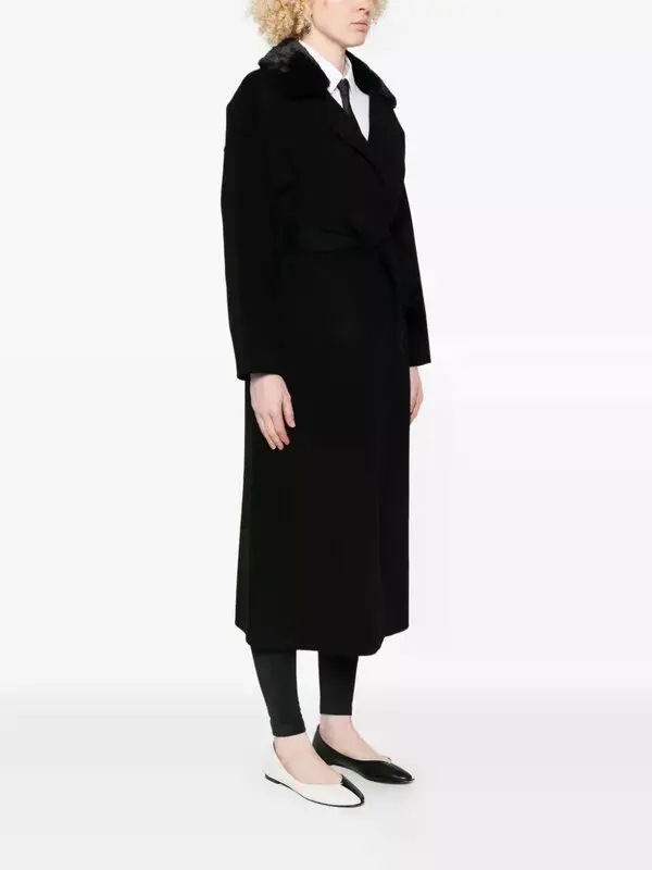 BETTA CORRADI Belted Coat With Contrasting Collar