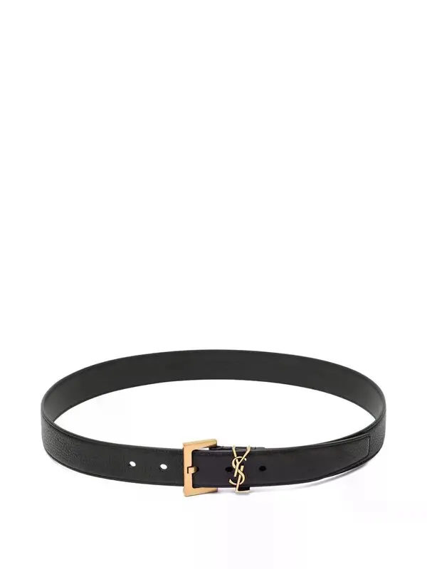 Saint Laurent Cassandre Logo-buckle Belt - Black