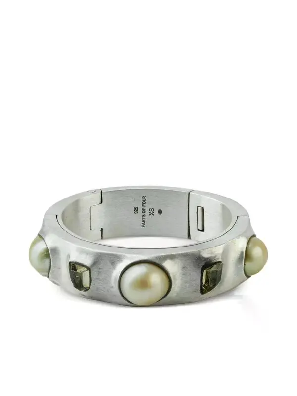 PARTS OF FOUR Sistema Pearl-embellished Bracelet - Silver