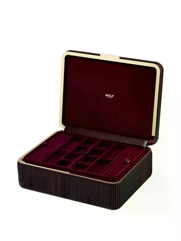 Wolf Large Bella Ribbed Jewellery Box - Red