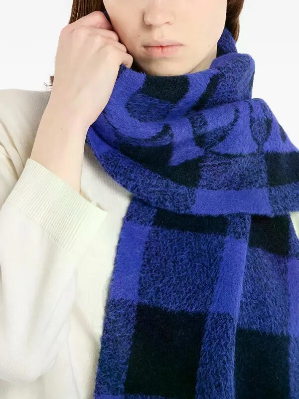 Off-White Check-pattern Fringed Scarf