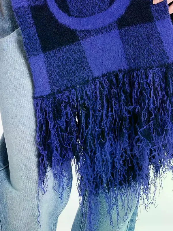 Off-White Check-pattern Fringed Scarf