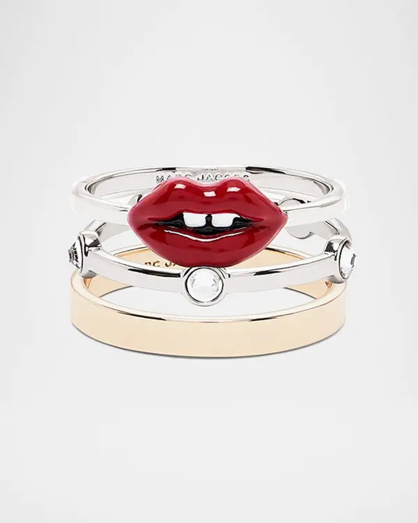 Marc Jacobs The Lips Ring Set - Gold & Silver
