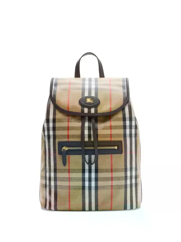 Burberry Checked Leather-trim Backpack - Neutrals