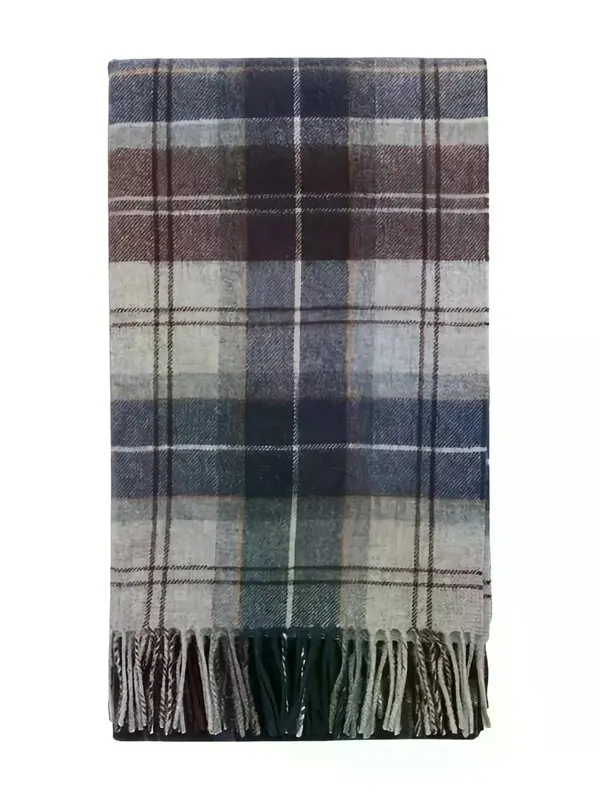 Barbour Plaid Fringed Scarf - Grey