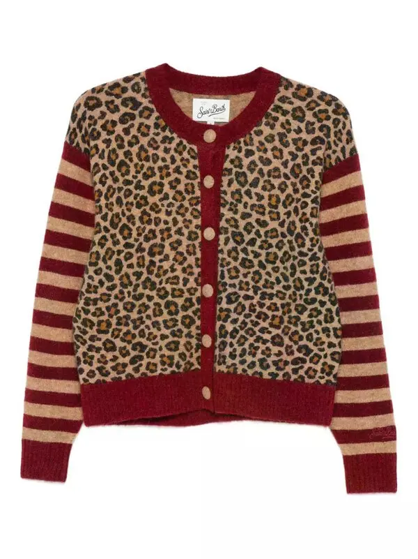 MC2 SAINT BARTH Heidi Leopard Striped Cardigan
