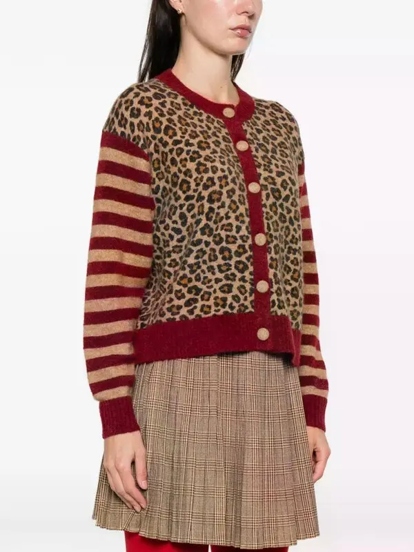 MC2 SAINT BARTH Heidi Leopard Striped Cardigan