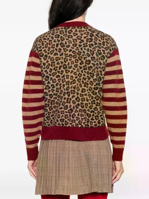 MC2 SAINT BARTH Heidi Leopard Striped Cardigan
