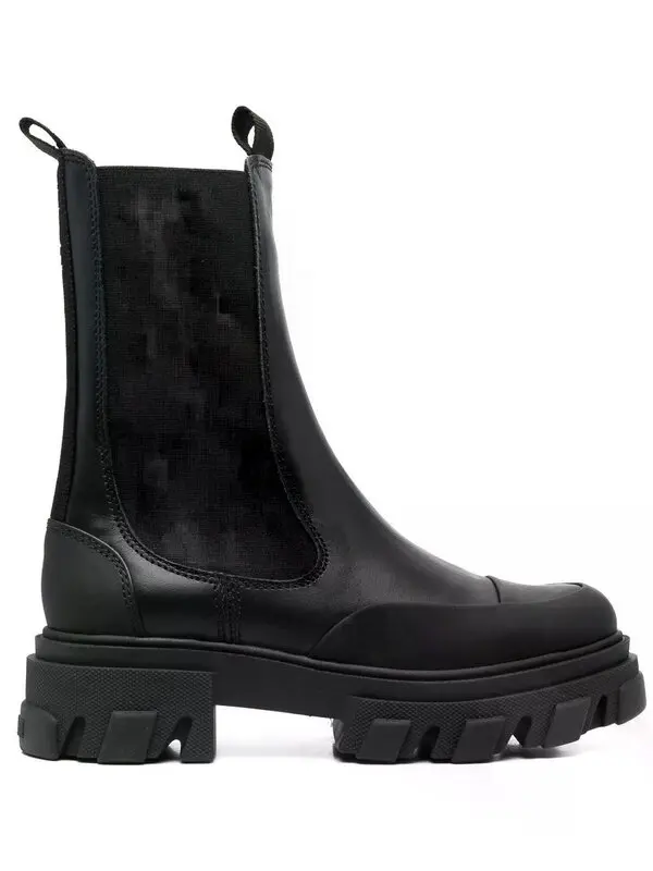 GANNI Mid Chunky Leather Chelsea Boots