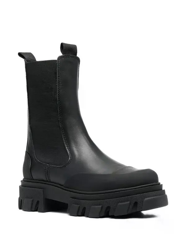 GANNI Mid Chunky Leather Chelsea Boots