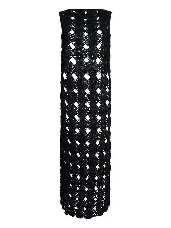 Khaite Floral-detail Openwork Maxi Dress - Black