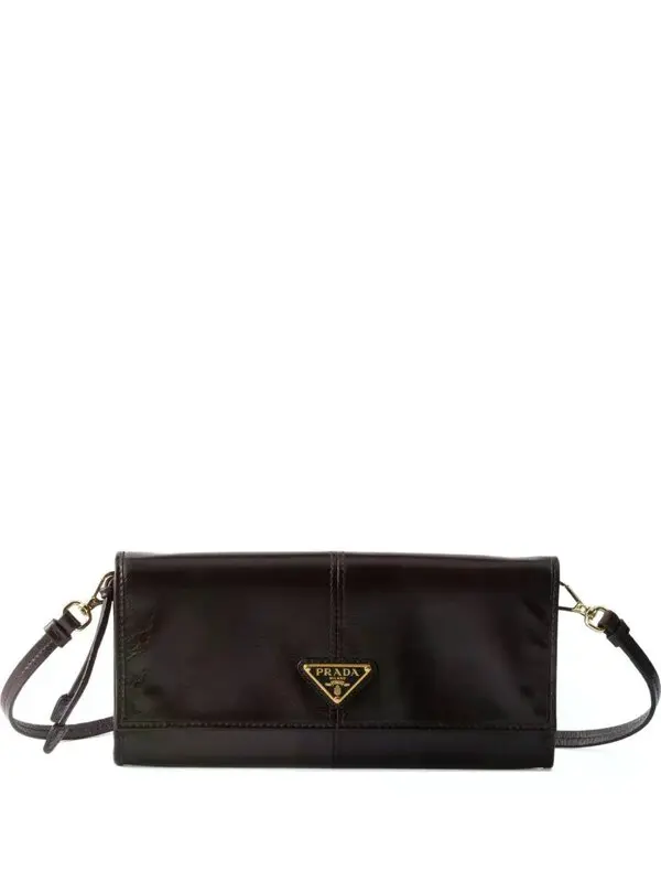 Prada Logo Leather Wallet - Brown