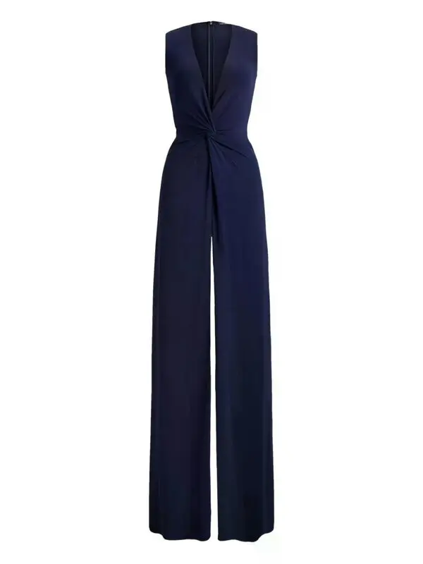 Ralph Lauren Twist Pleated Maxi Evening Dress - Blue